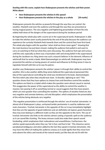 Grade 9 model answer for 'Macbeth' AQA | Teaching Resources Grade 9 model answer for 'Macbeth' AQA | Teaching Resources