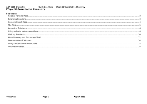 GCSE Chemistry Quick Questions (AQA T3) | Teaching Resources