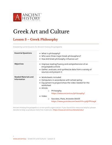 Arts & Culture in Ancient Greece | Teaching Resources
