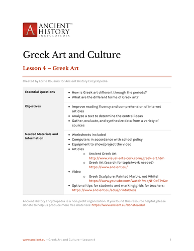 Arts & Culture in Ancient Greece | Teaching Resources