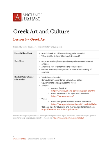 Arts & Culture in Ancient Greece | Teaching Resources