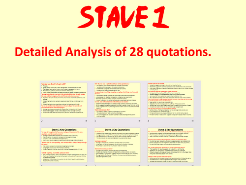 Stave 1 Key Quotations Analysis A Christmas Carol | Teaching Resources