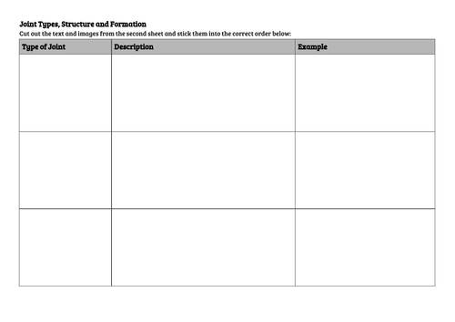 Joint Types, Structure & Function | IGCSE PE | Worksheet | Teaching ...
