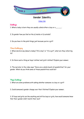 Gender Identity PSHE | Teaching Resources