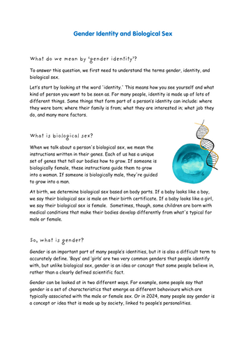 Gender Identity PSHE | Teaching Resources