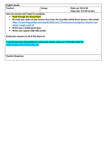 COVID & BORIS JOHNSON: WRITING & ANALYSING A SPEECH | Teaching Resources