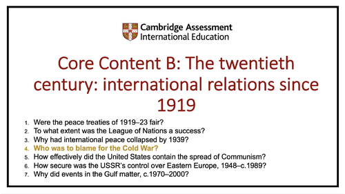 Cambridge IGCSE History - Unit 4 - Chapter3 - Lesson3 | Teaching Resources