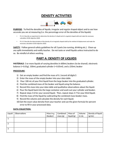 Density activities | Teaching Resources
