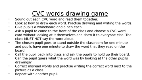 CVC drawing game | Teaching Resources