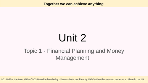 Finance L2 U2.1 Money Management | Teaching Resources