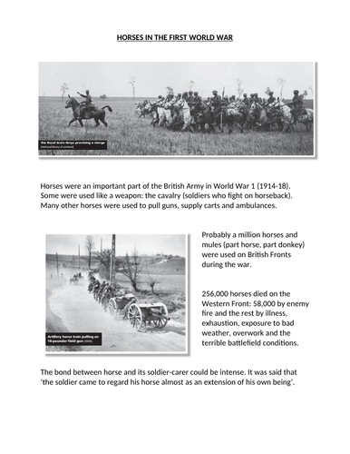 War Horse (ideal for remote/normal lessons) | Teaching Resources