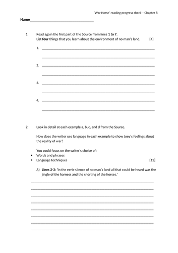 War Horse (ideal for remote/normal lessons) | Teaching Resources