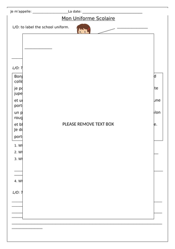 FRENCH - School Uniform - l'Uniforme Scolaire | Teaching Resources