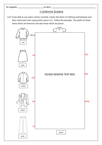 FRENCH - School Uniform - l'Uniforme Scolaire | Teaching Resources