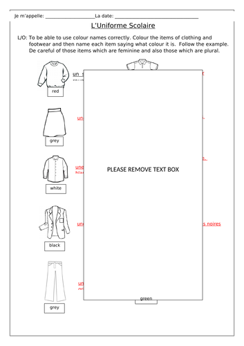 FRENCH - School Uniform - l'Uniforme Scolaire | Teaching Resources