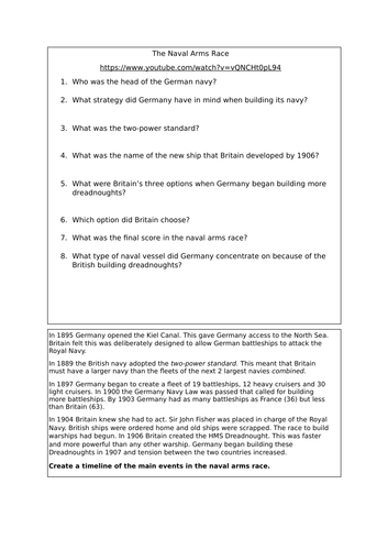 Origins of World War One - 4. Militarism and the naval arms race ...