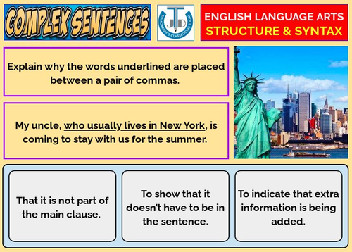 COMPLEX SENTENCE STRUCTURE: 73 BOOM CARDS | Teaching Resources