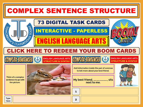 COMPLEX SENTENCE STRUCTURE: 73 BOOM CARDS | Teaching Resources
