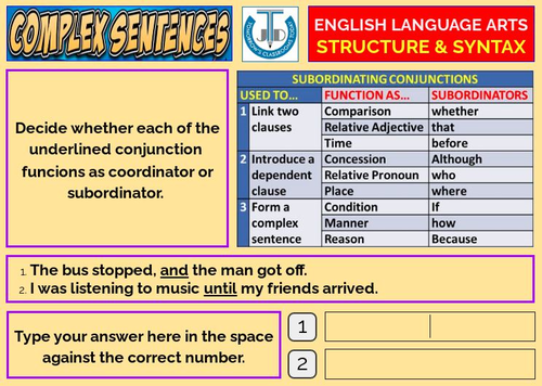 COMPLEX SENTENCE STRUCTURE: 73 BOOM CARDS | Teaching Resources
