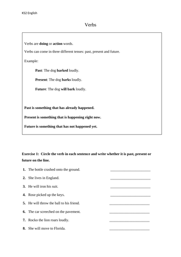 KS2 - Verbs worksheet | Teaching Resources