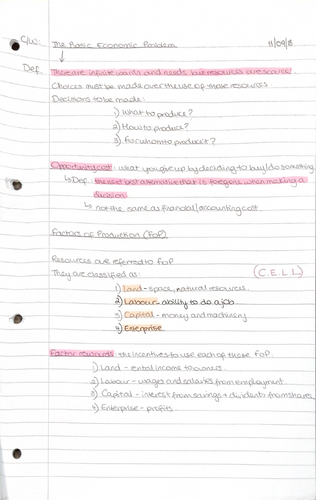 AS Economics Theme 1 (Microeconomics) Notes (Handwritten) | Teaching ...