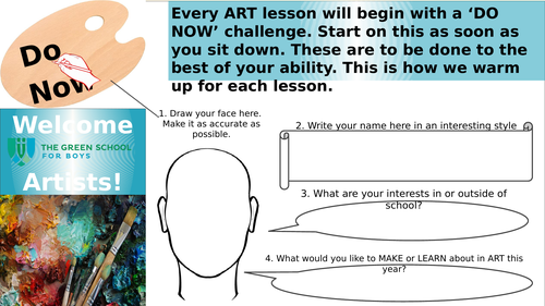Intro to Art Baseline KS3 Rules & Routines | Teaching Resources