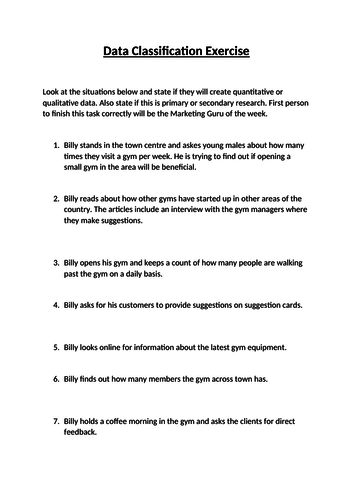 BTEC Level 3 Business Unit 22: Market Research Learning Aim A (Full ...