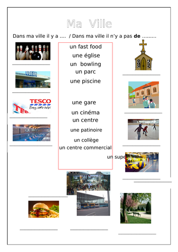 Allez 1 Unit 5.1 - Qu'est-ce qu'il y a dans ma ville? Ppt and worksheet ...