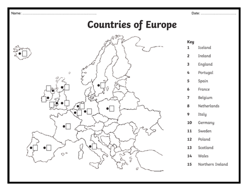 Label 15 European Countries - Worksheet | Teaching Resources
