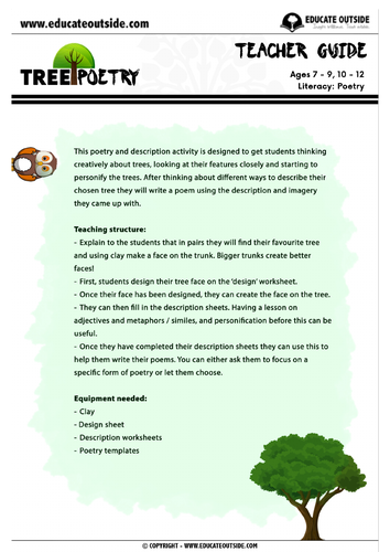 Tree Poetry - Figurative Language Outdoor Activity | Teaching Resources