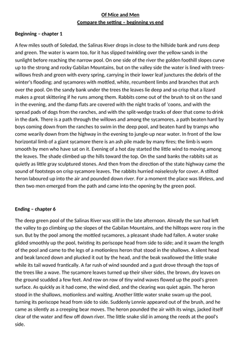 Of Mice and Men exam style notes on key extracts | Teaching Resources