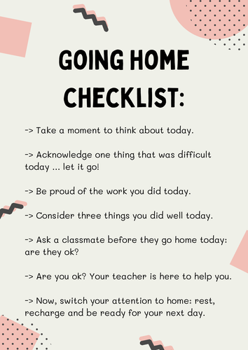 Going home checklist | Teaching Resources