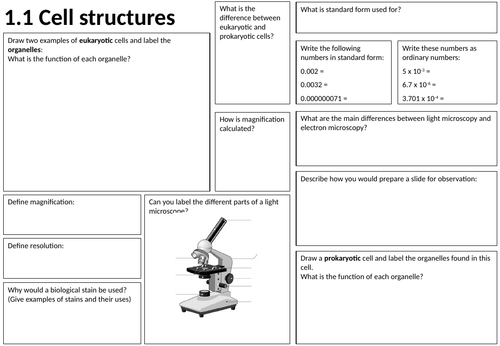 Revision learning mats-GCSE Biology (OCR Gateway) Cell Level Systems | Teaching Resources