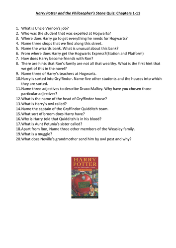 Harry Potter and The Philosopher Stone: Reading & Writing Tasks ...