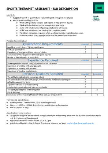 BTEC Level 2 Sport Work Experience Unit Resources | Teaching Resources
