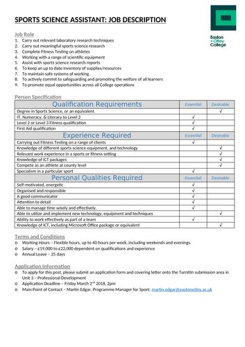 BTEC Level 2 Sport Work Experience Unit Resources | Teaching Resources
