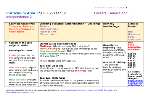 Sixth Form PSHE - Complete Year 12 | Teaching Resources