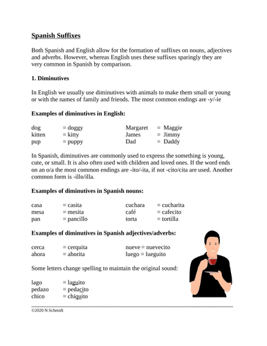 Spanish Suffixes: Handout, Reading + Worksheet (sufijos) | Teaching ...