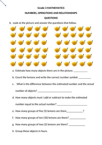Grade 3 MATHEMATICS (NUMBERS, OPERATIONS AND RELATIONSHIPS) QUESTIONS ... Grade 3 MATHEMATICS (NUMBERS, OPERATIONS AND RELATIONSHIPS) QUESTIONS ...