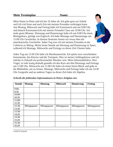 German School Subjects Reading: Schulfächer Lesung | Teaching Resources