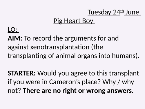 Pig Heart Boy | Teaching Resources
