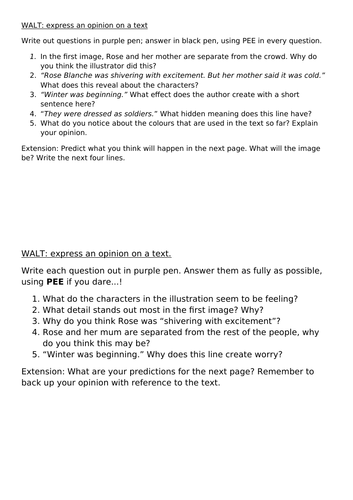 2 weeks Rose Blanche planning 5/6 UPDATED | Teaching Resources