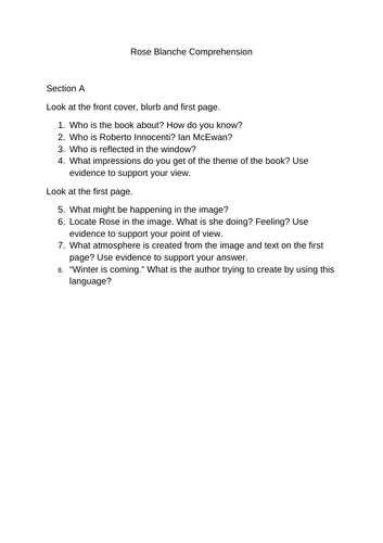 2 weeks Rose Blanche planning 5/6 UPDATED | Teaching Resources