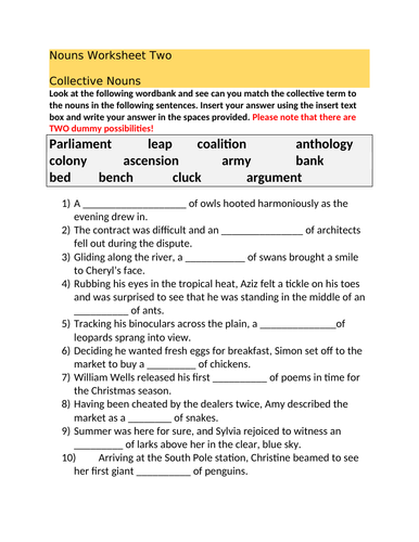 GCSE English Language Terminology (1) Nouns | Teaching Resources