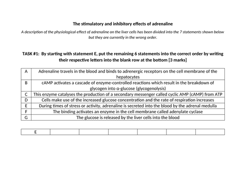 The role of adrenaline (Edexcel Int. A-level Biology) | Teaching Resources