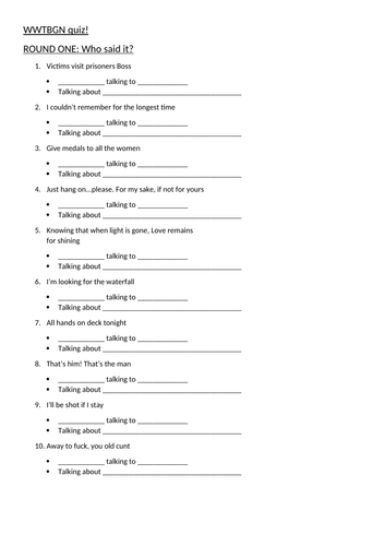 'When Will There be Good News?' Quizzes | Teaching Resources