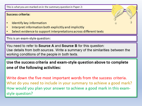 English Language Paper 2 Q2 | Teaching Resources