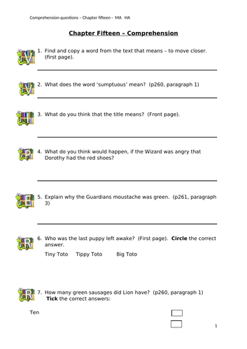 Reading comprehension questions - VIPERS - Toto by Michael Monpurgo ...