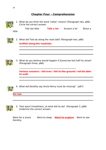 Reading comprehension questions - VIPERS Toto by Michael Monpurgo Chap ...