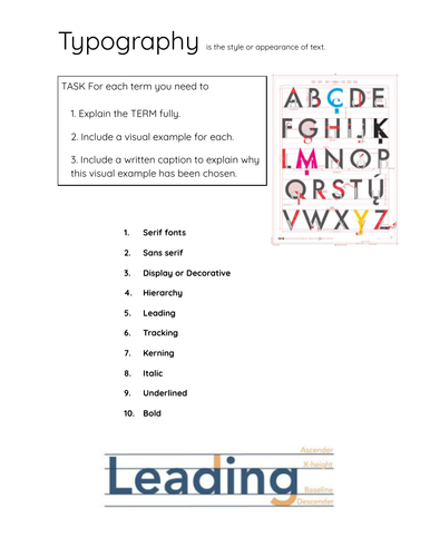Elements & Principles GRAPHIC Design | TYPOGRAPHY | Teaching Resources